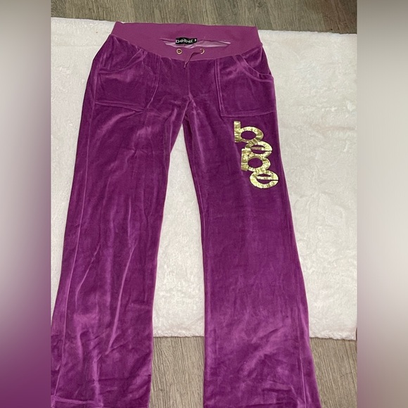 bebe | Pants & Jumpsuits | Y2k Bebe Velour Wide Leg Tracksuit Pants ...